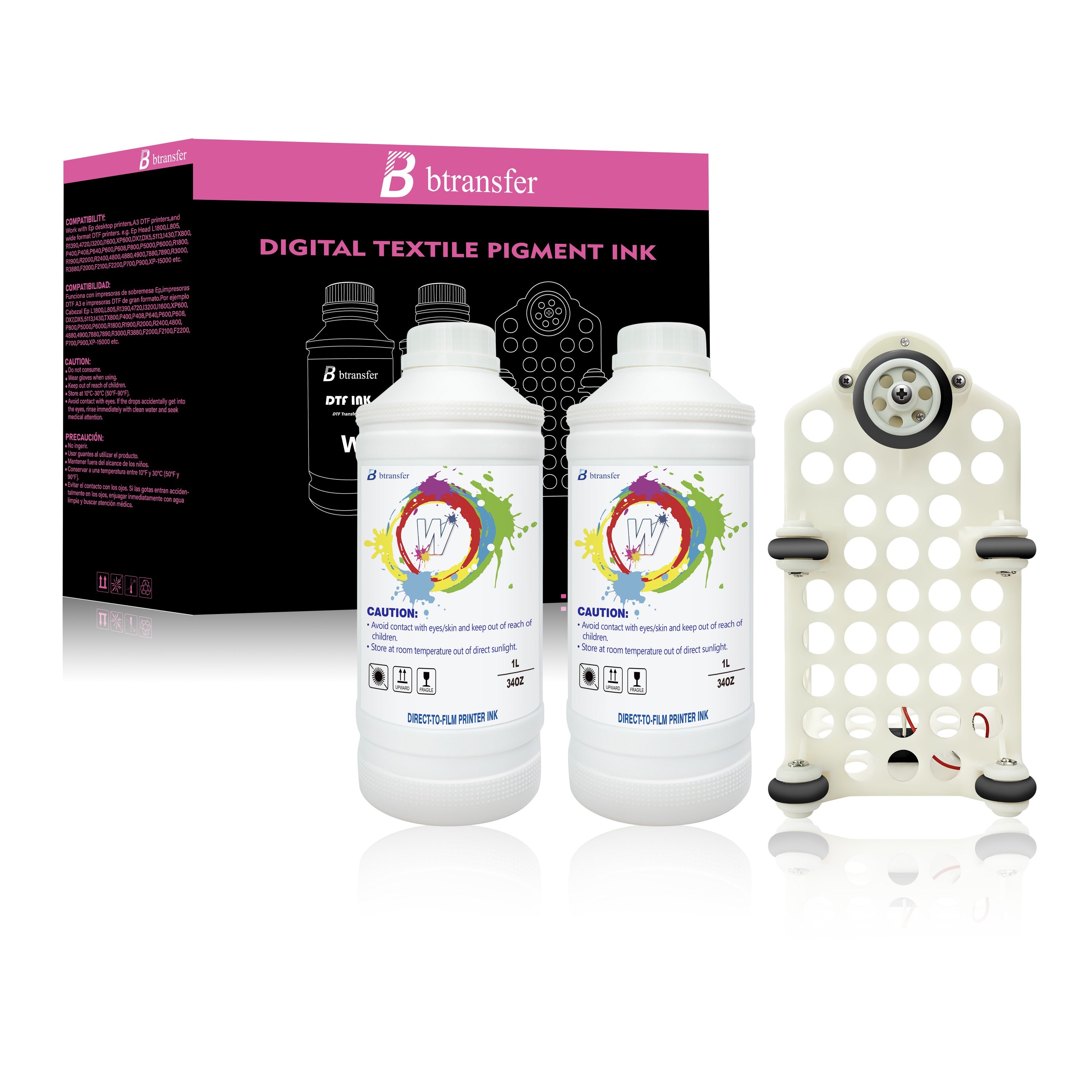 DTF ink kit ( 2 bottles * 1L white ink + small ink shaker) – B btransferdtf